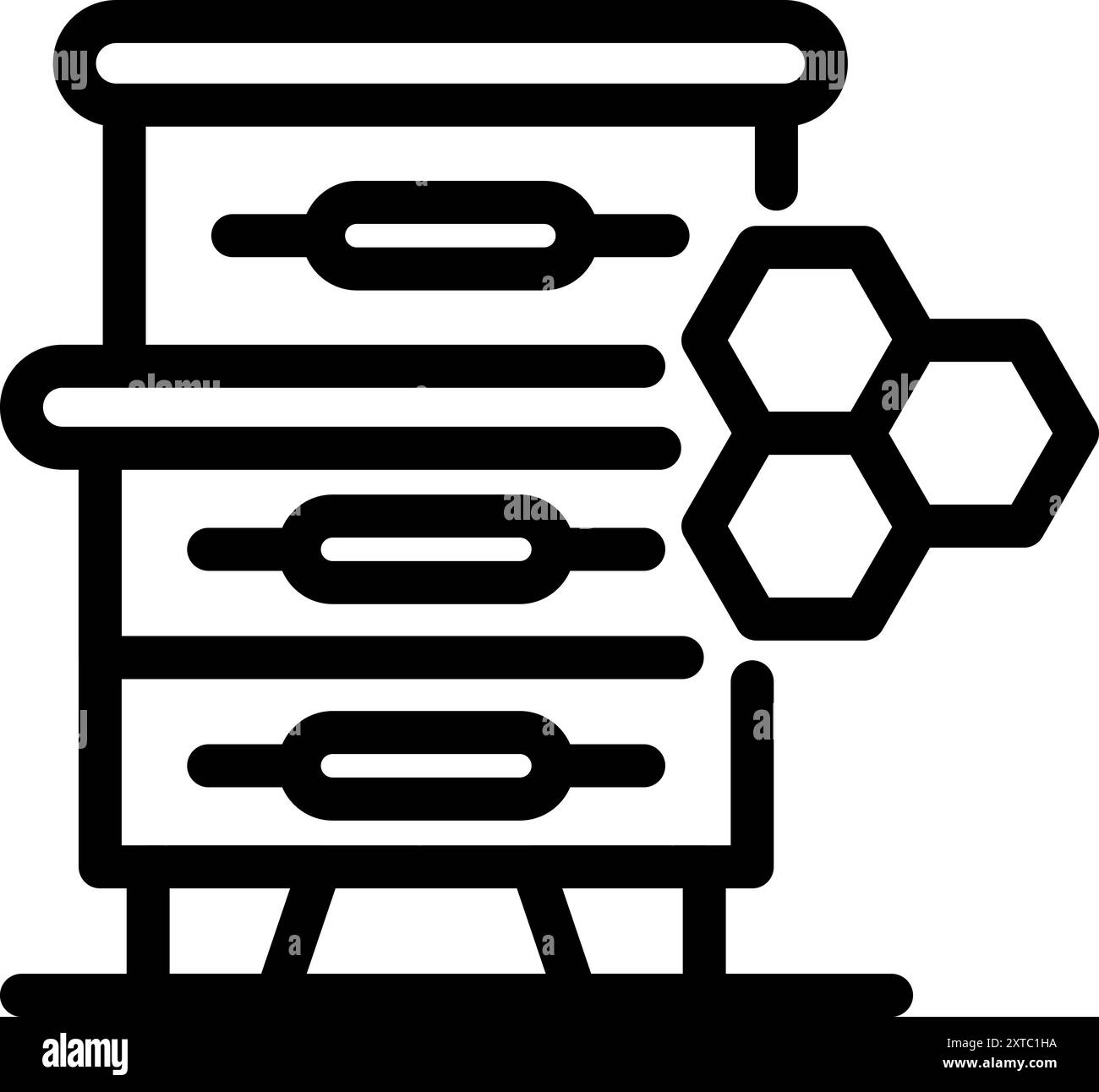 Beehive with honeycombs is producing honey for beekeeping business and ...