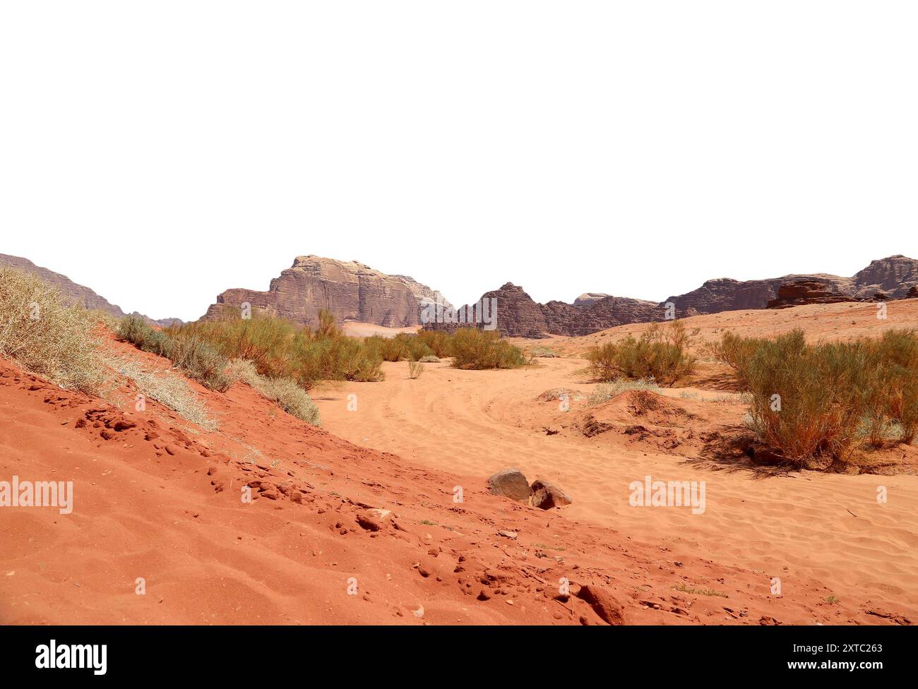 Wadi Rum Desert also known as The Valley of the Moon (carved on white ...