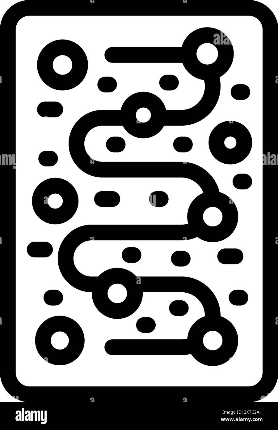 Black and white icon of a printed circuit board connecting microchip ...