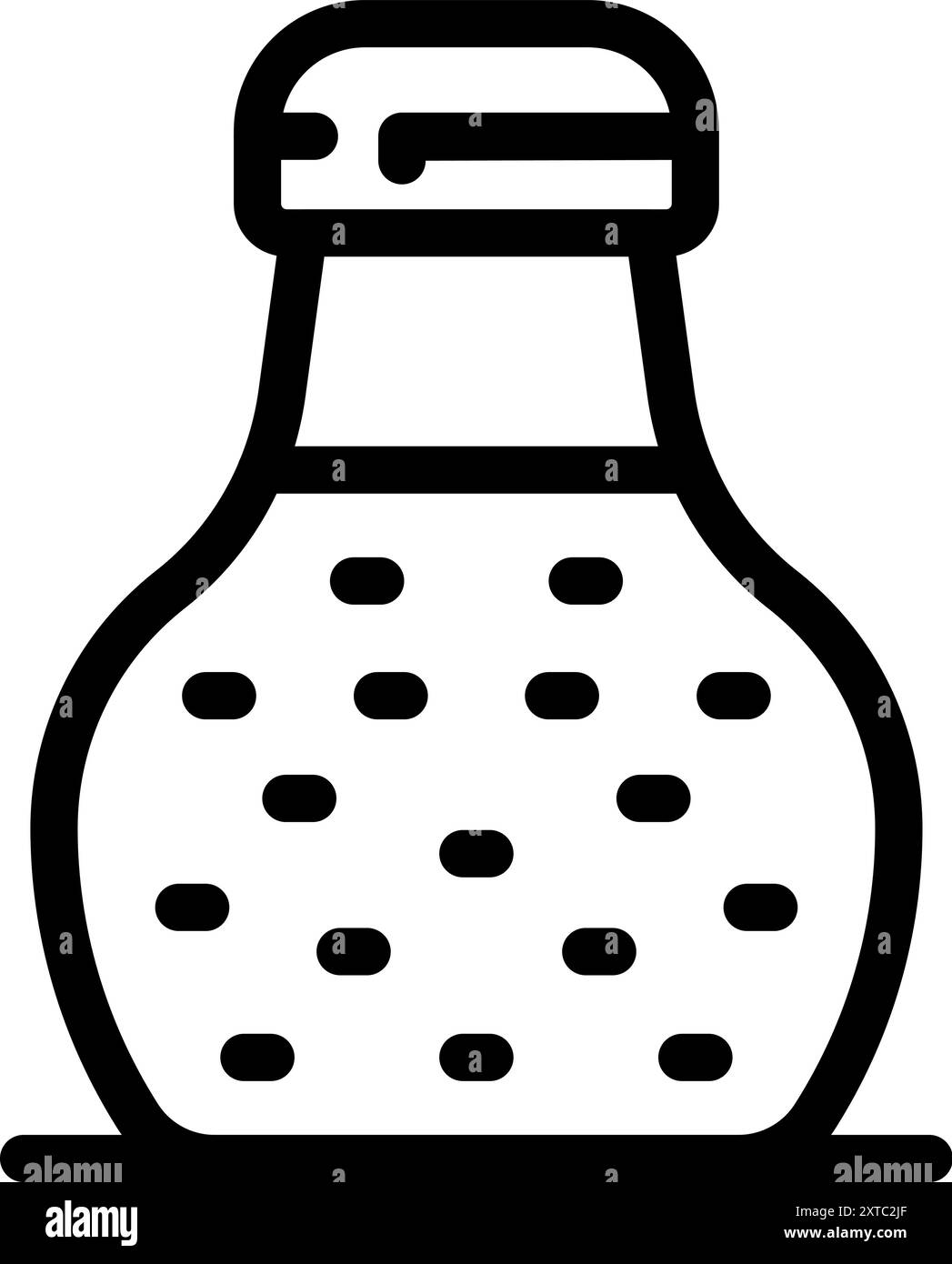 Line art icon of a bottle of milk kefir with grains, a healthy ...