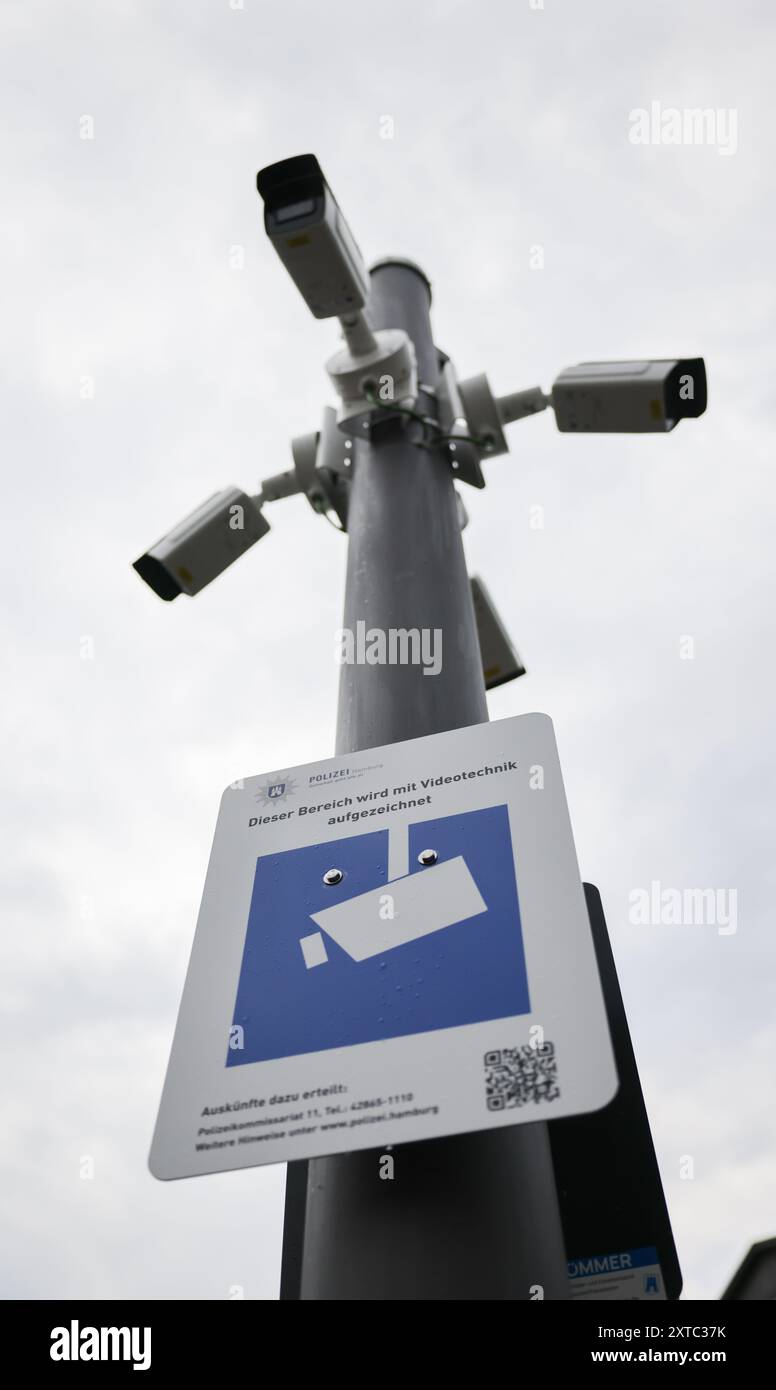 Hamburg, Germany. 14th Aug, 2024. New video surveillance cameras have ...