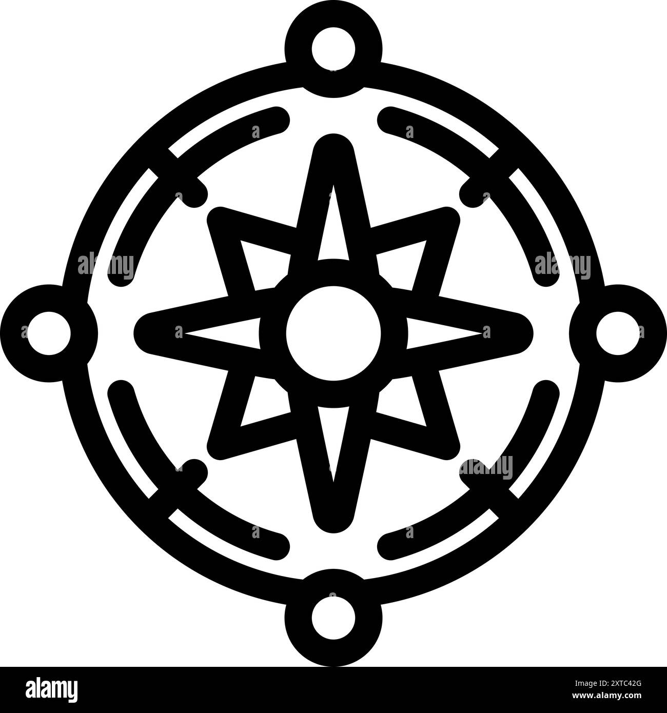 Compass rose with a star design, indicating eight cardinal directions ...