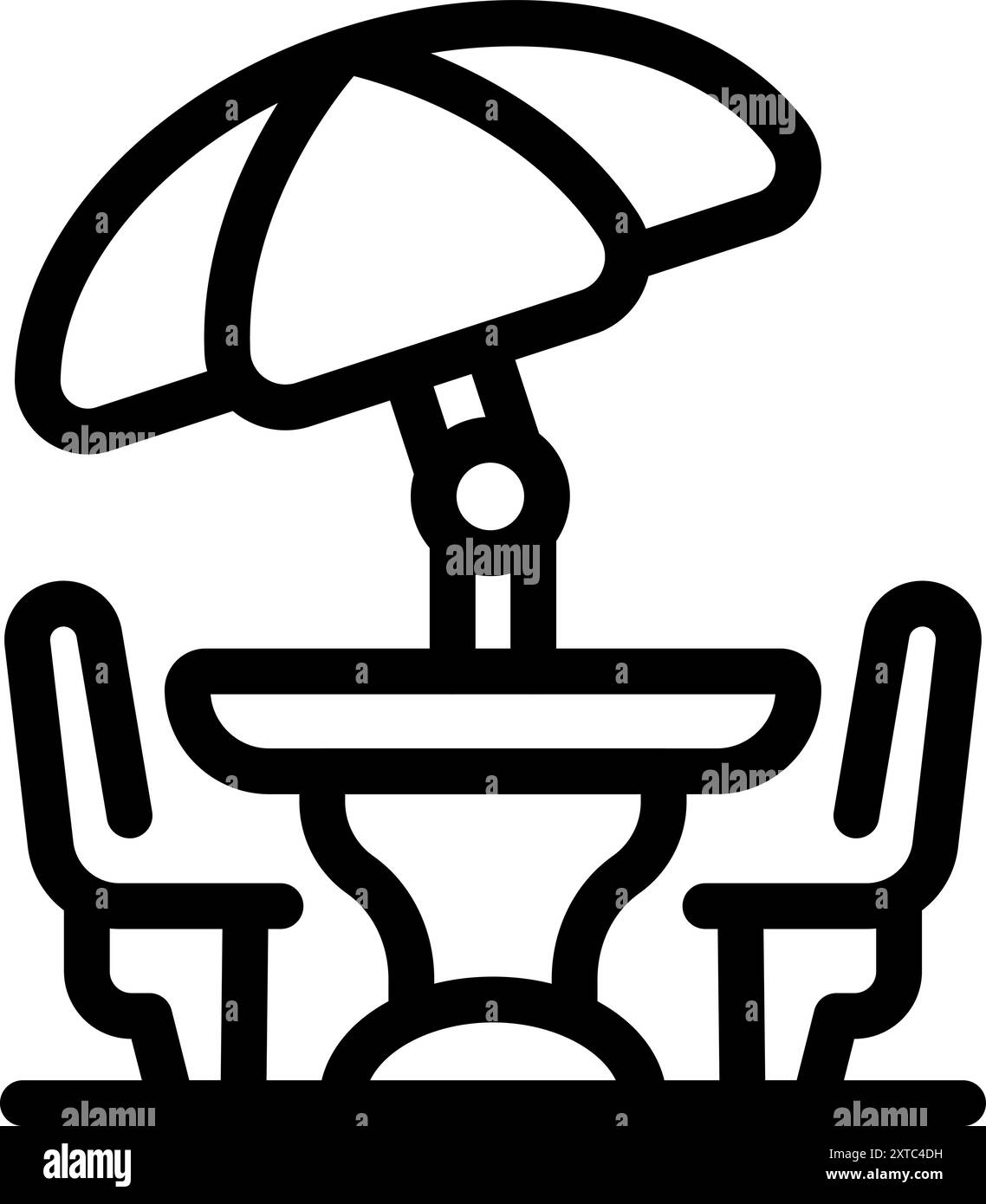 Simple vector of a street cafe table with a big sunshade covering two ...