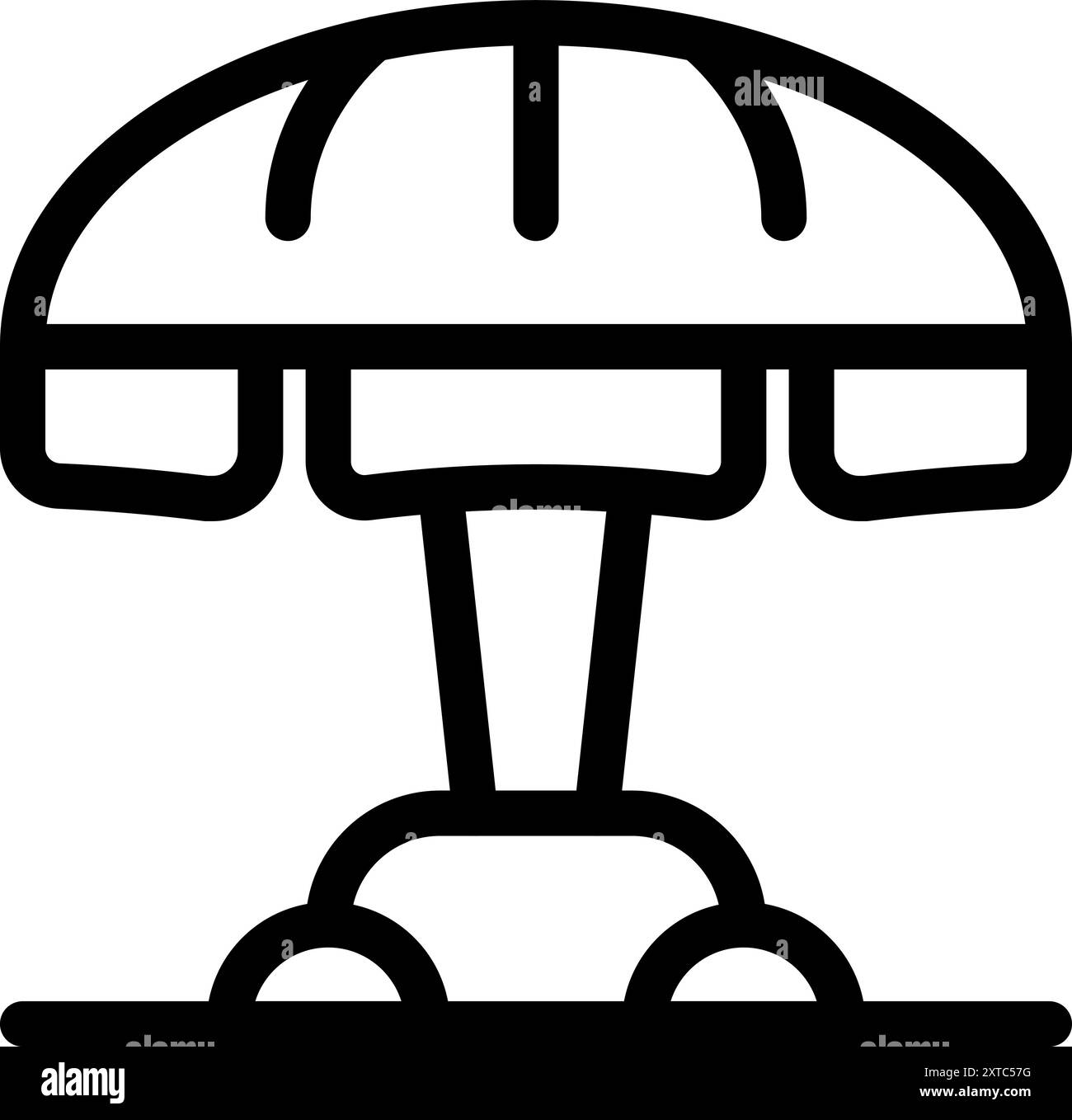 Black and white vector illustration of a nuclear explosion forming a ...