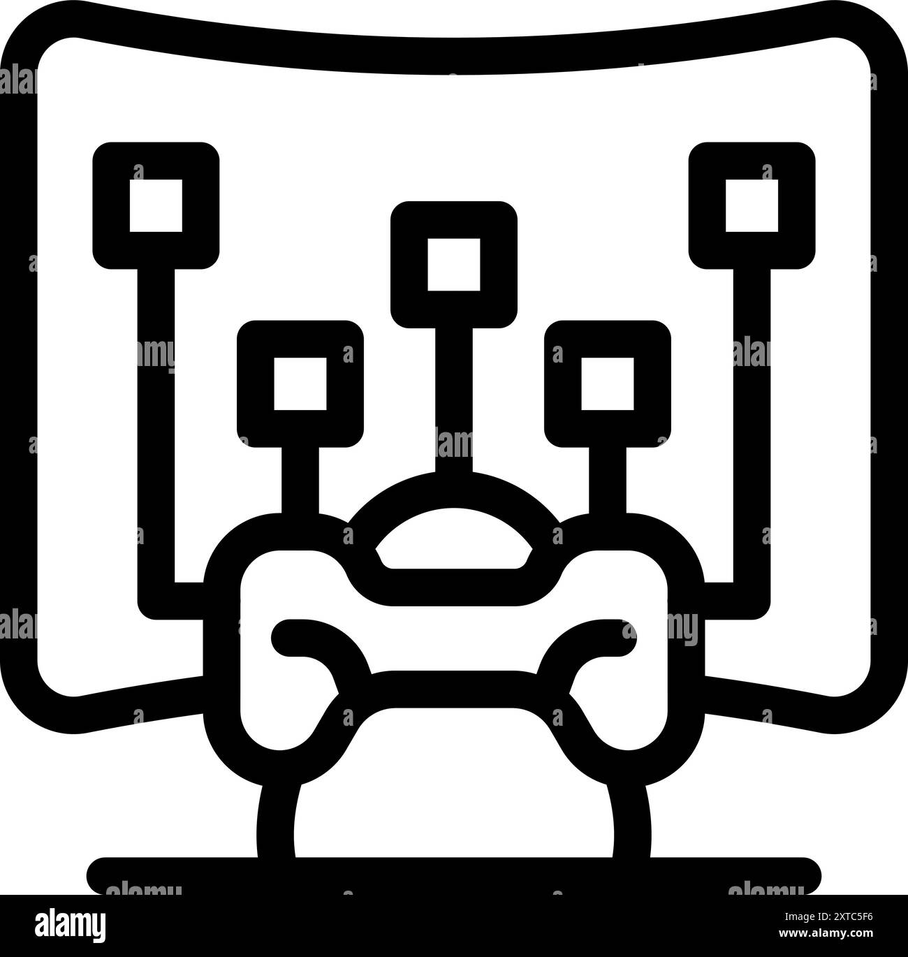 Wireless game controller sitting in front of a curved gaming monitor ... Wireless game controller sitting in front of a curved gaming monitor ...