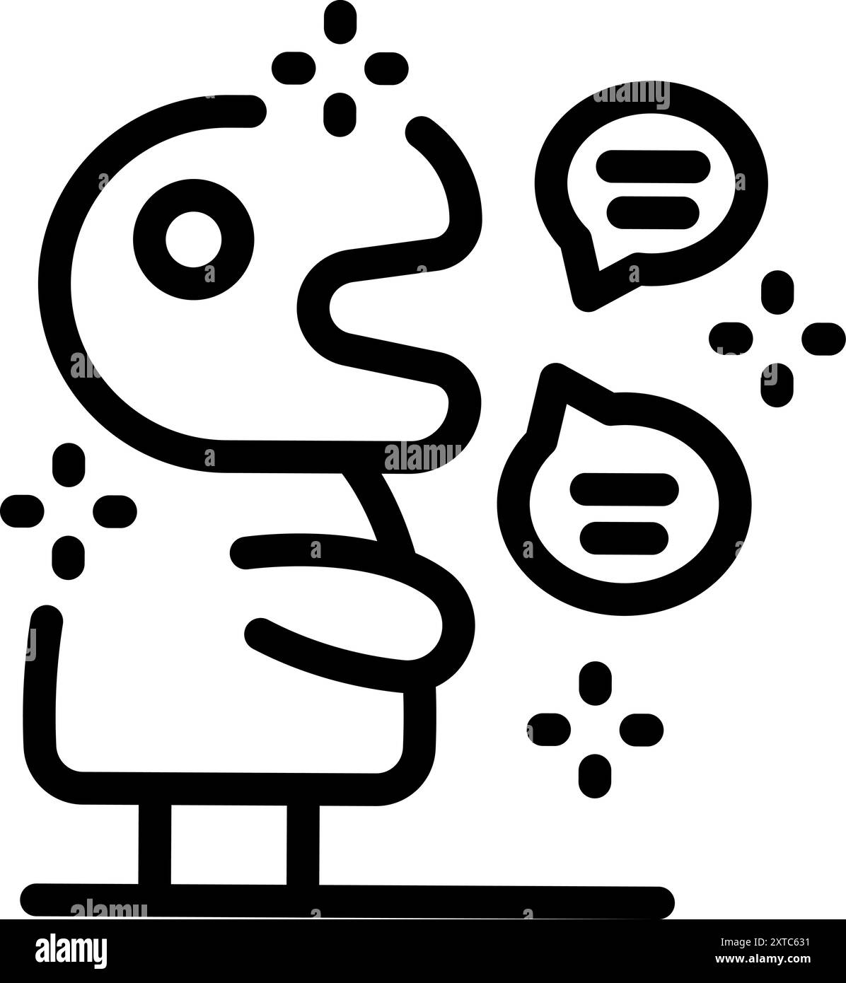 Cartoon character is speaking and chatting, with speech bubbles coming ...