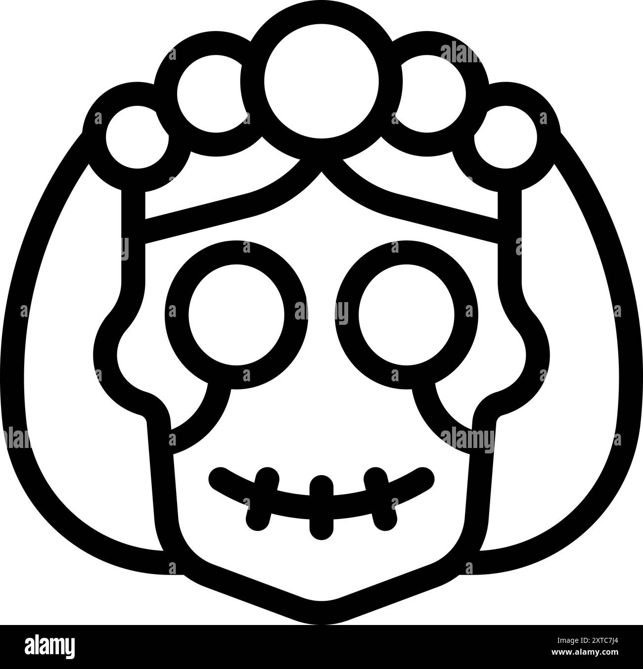 Line art icon of a catrina skull wearing a flower crown, perfect for ...