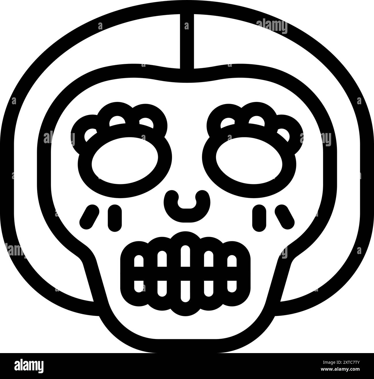 Line art icon of a catrina skull with traditional makeup, celebrating ...