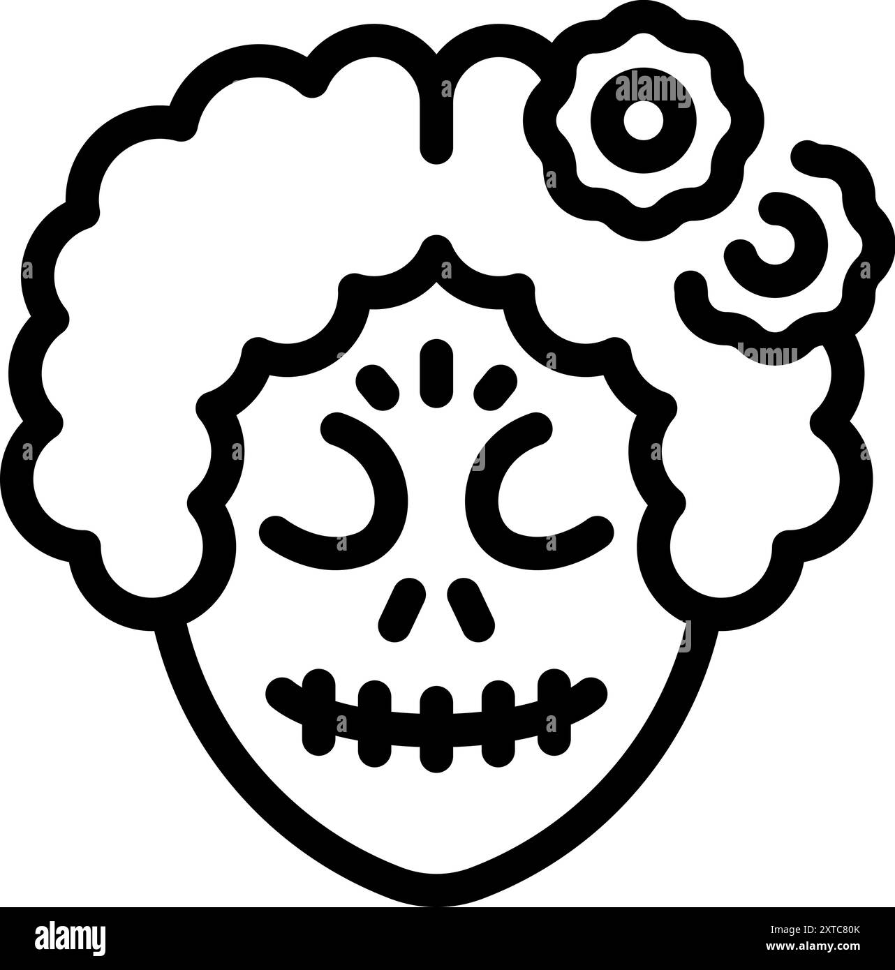 Line art illustration of a catrina skull perfect for day of the dead ...