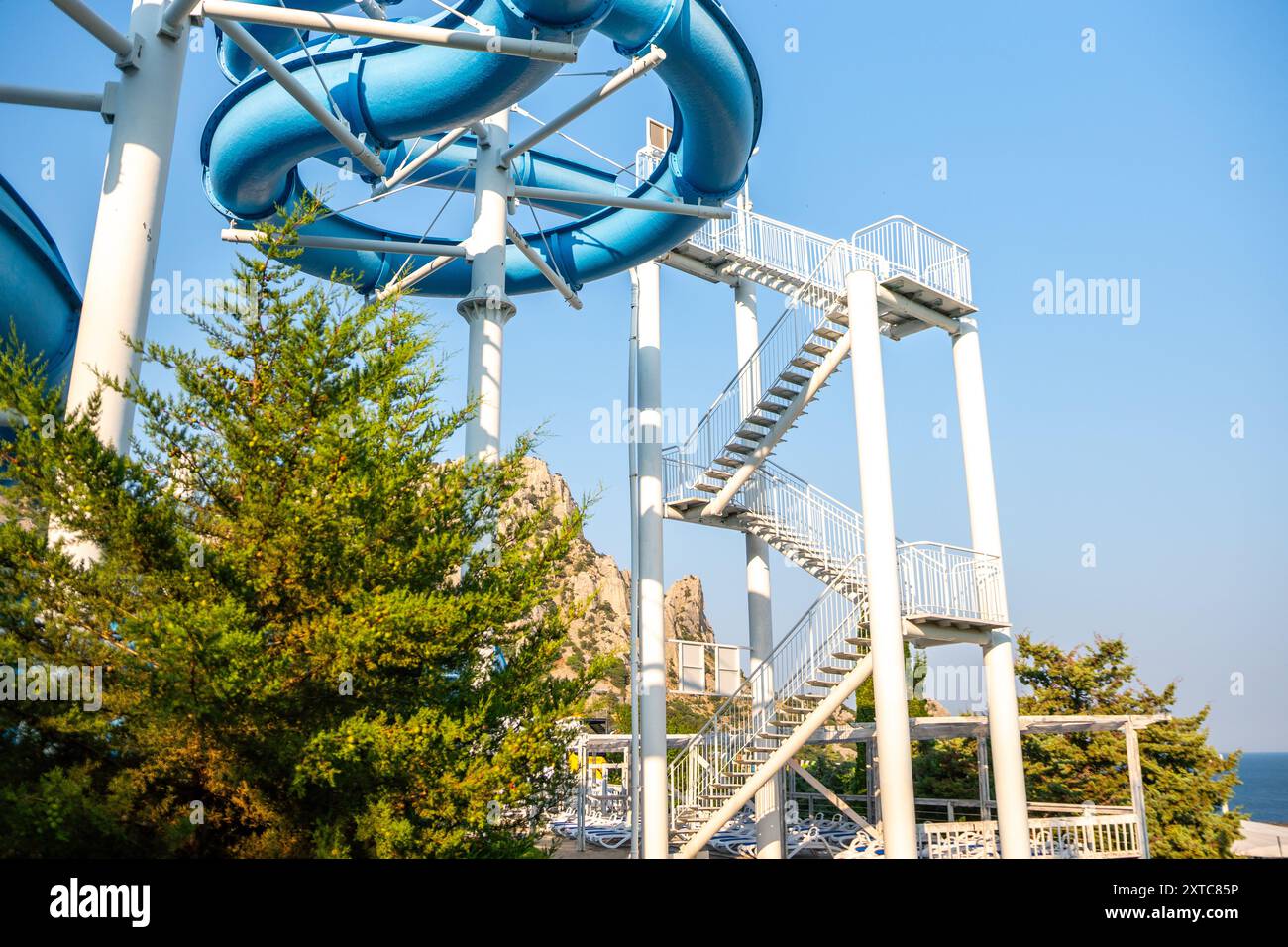 Waterpark Slide Tower Summer Fun Stock Photo - Alamy