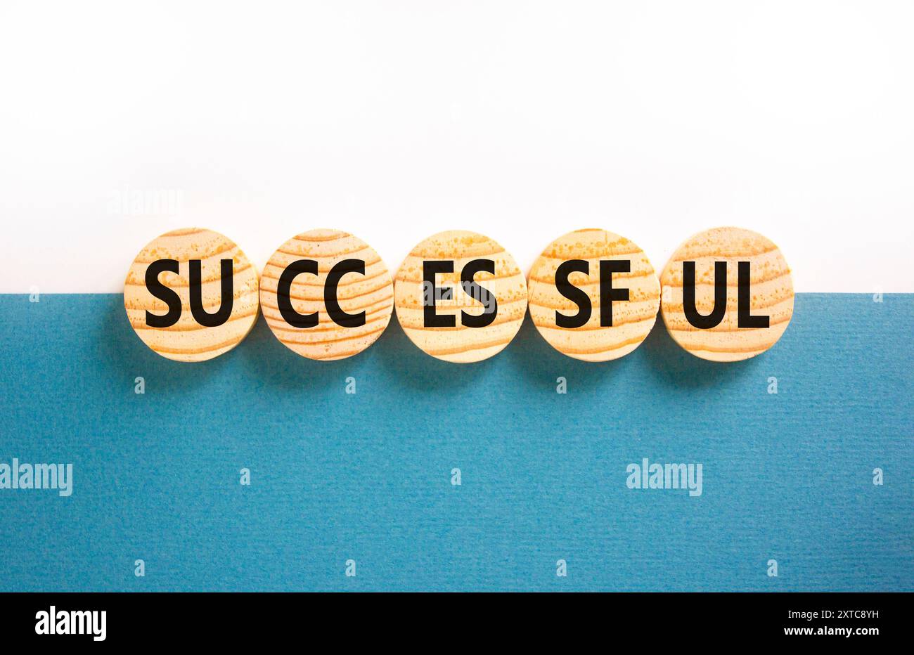 Successful symbol. Concept word Successful on beautiful wooden circles ...