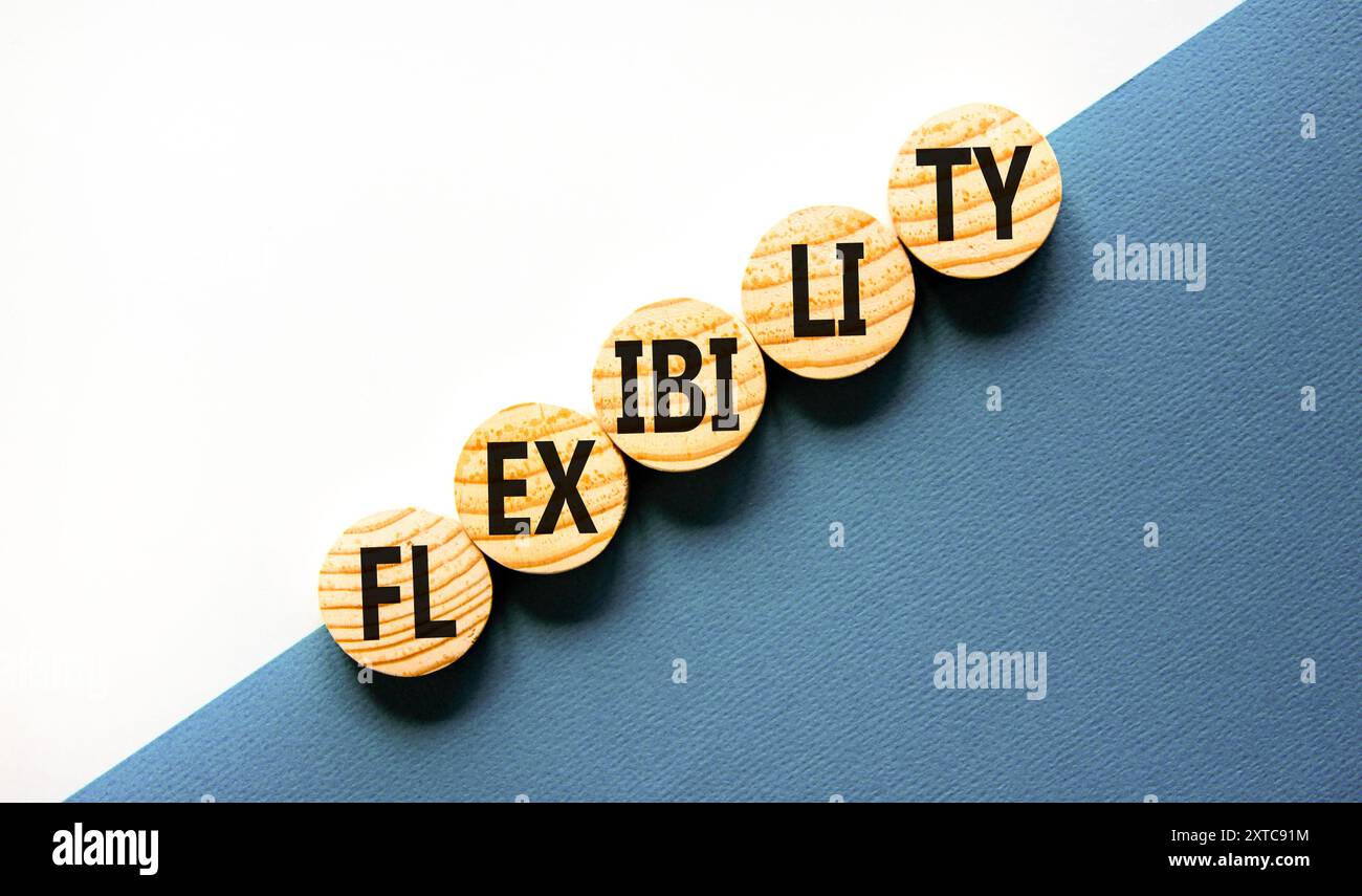 Flexibility symbol. Concept word Flexibility on beautiful wooden ...
