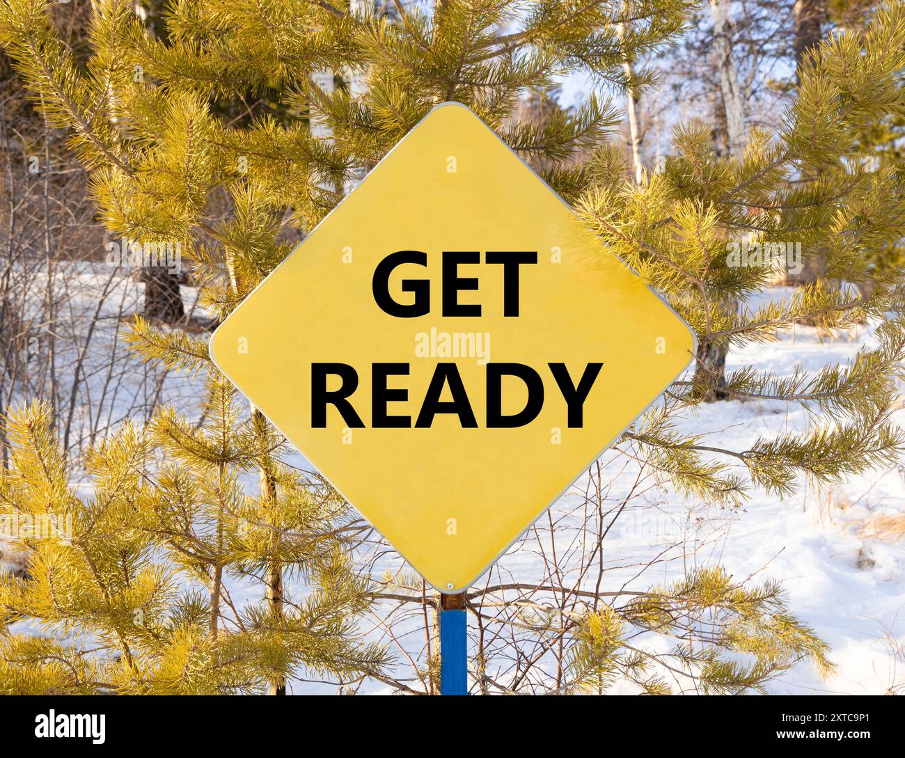 Get ready symbol. Concept words Get ready on beautiful yellow road sign ...