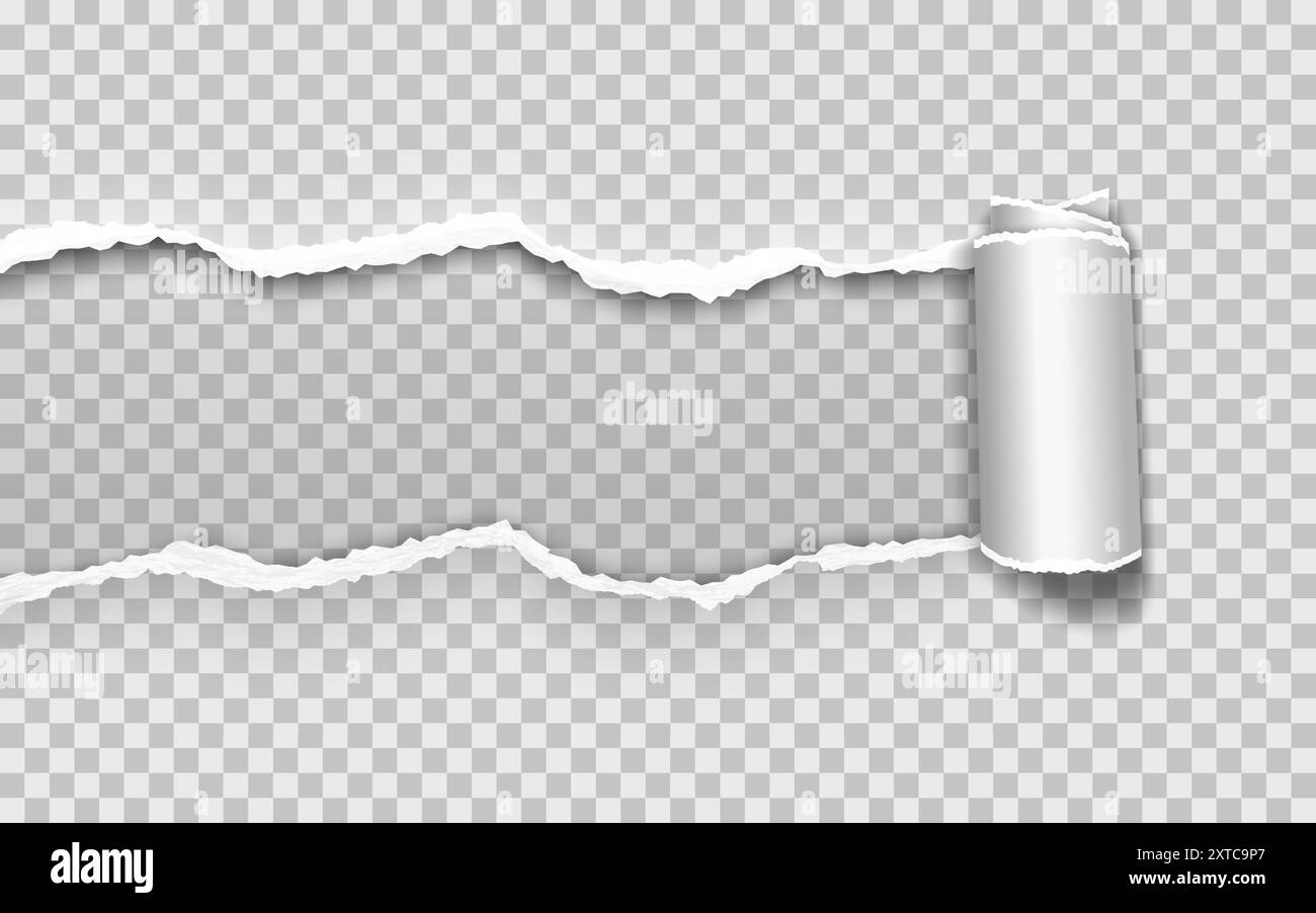 Realistic torn paper edges with rolled edge and shadows. Vector illustration Stock Vector Image ...