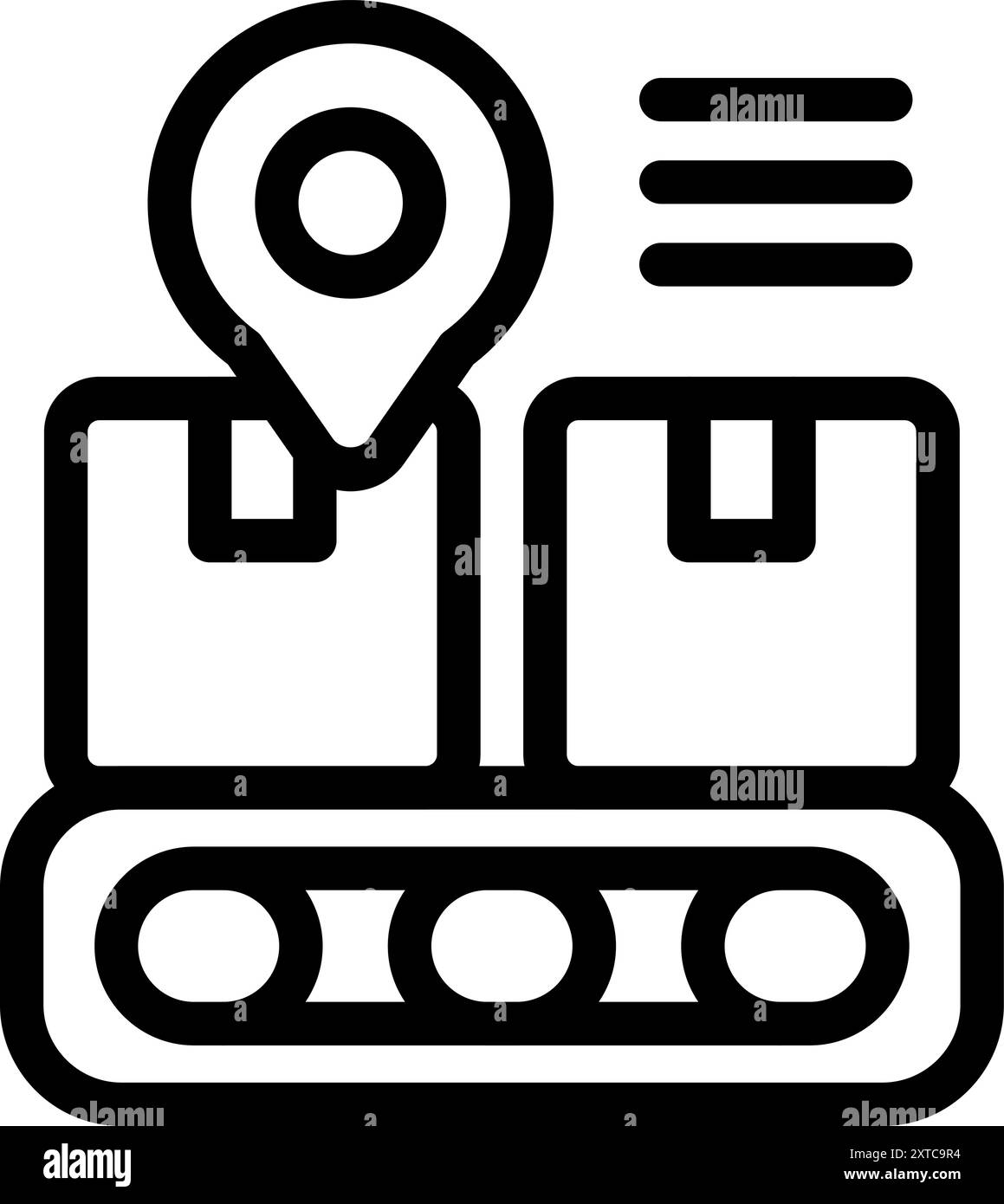 Simple icon representing a global delivery tracking system with boxes ...