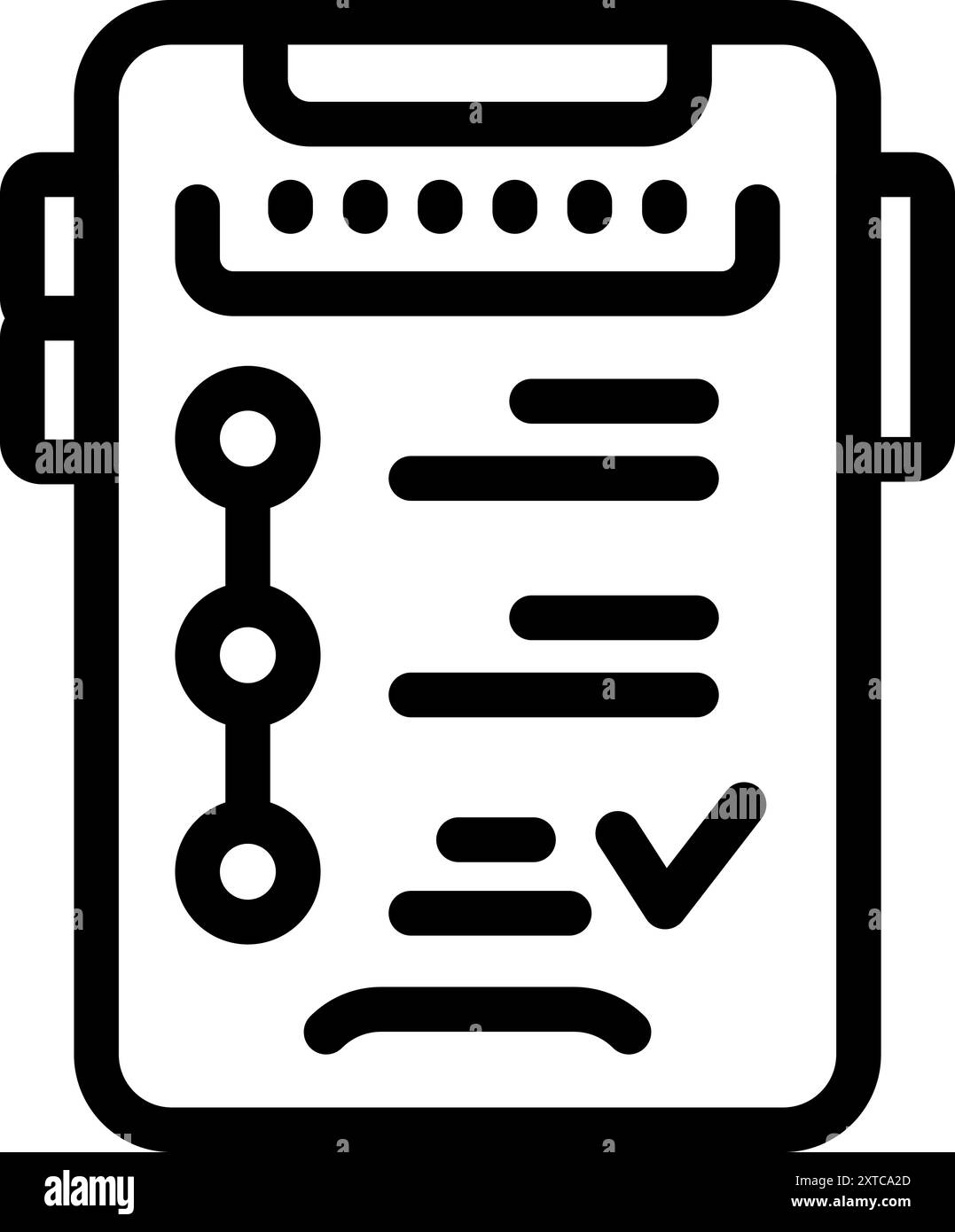 Bold line icon representing a completed checklist on a clipboard ...