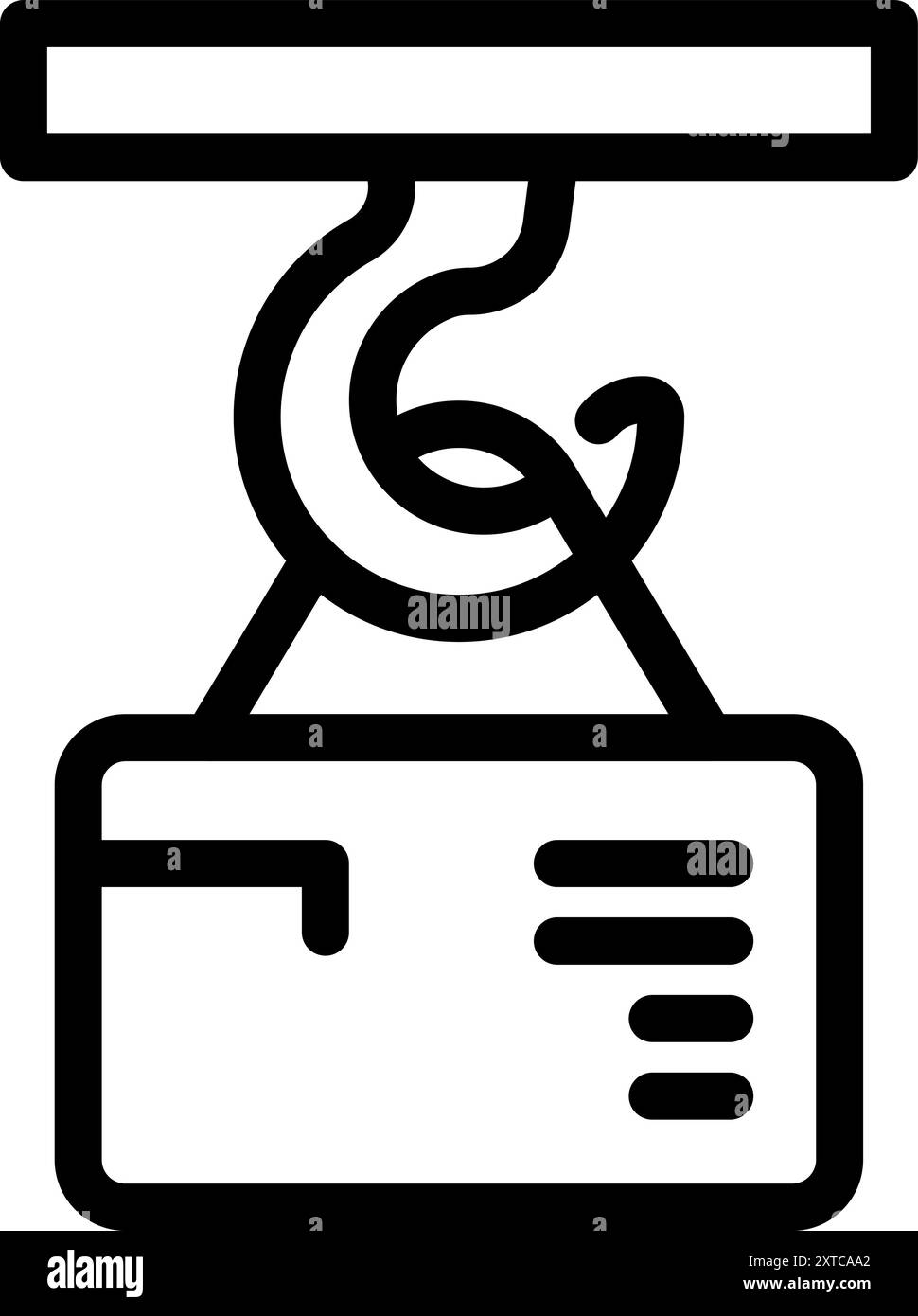 Crane hook is lifting a box, representing a logistics delivery service ...
