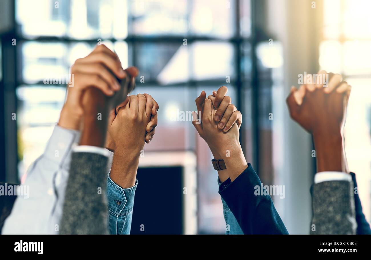 Business people, hands together and unity with meeting for team ...