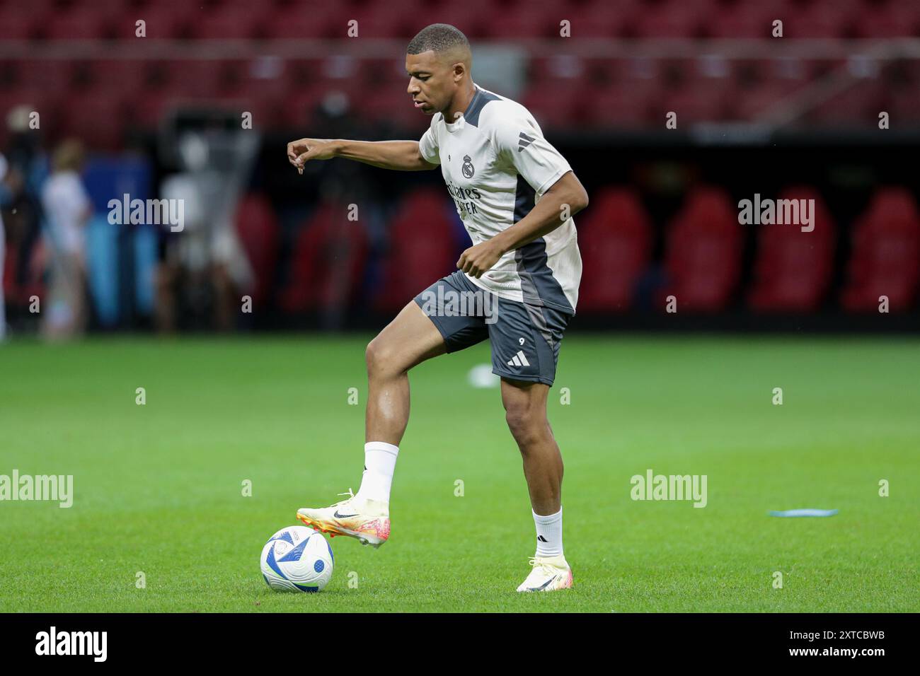Warsaw, Poland. 13th Aug, 2024. Kylian Mbappe of Real Madrid seen in ...