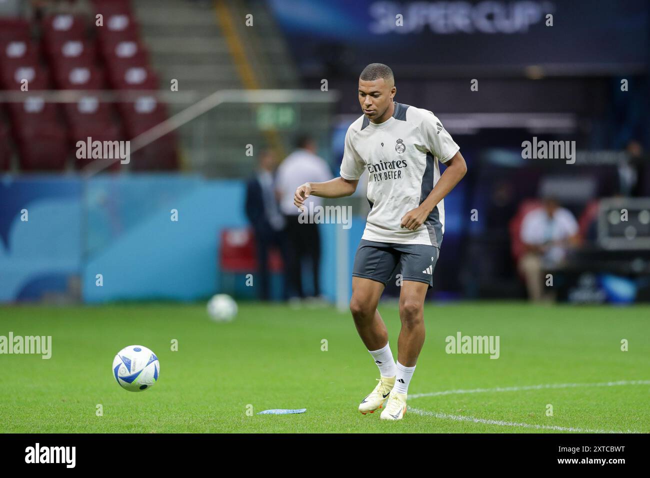 Warsaw, Poland. 13th Aug, 2024. Kylian Mbappe of Real Madrid seen in ...