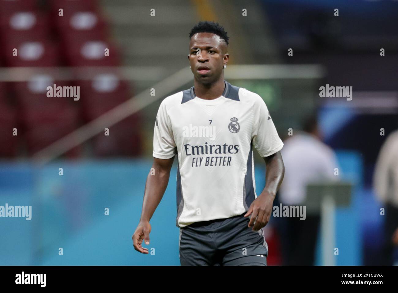 Warsaw, Poland. 13th Aug, 2024. Vinicius Junior of Real Madrid seen in ...