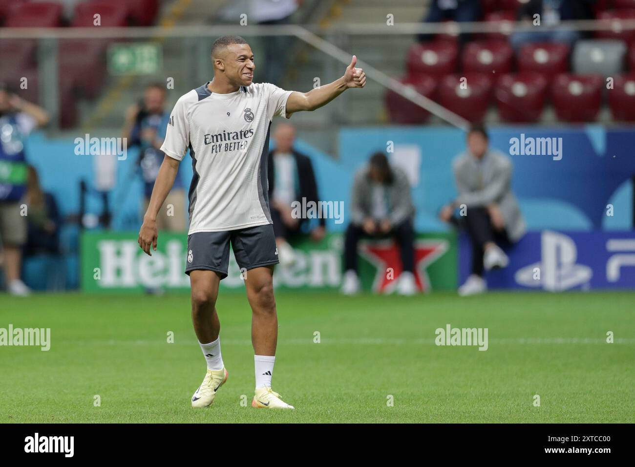 Warsaw, Poland. 13th Aug, 2024. Kylian Mbappe of Real Madrid seen in ...