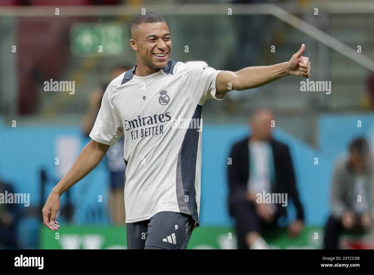 Warsaw, Poland. 13th Aug, 2024. Kylian Mbappe of Real Madrid seen in ...