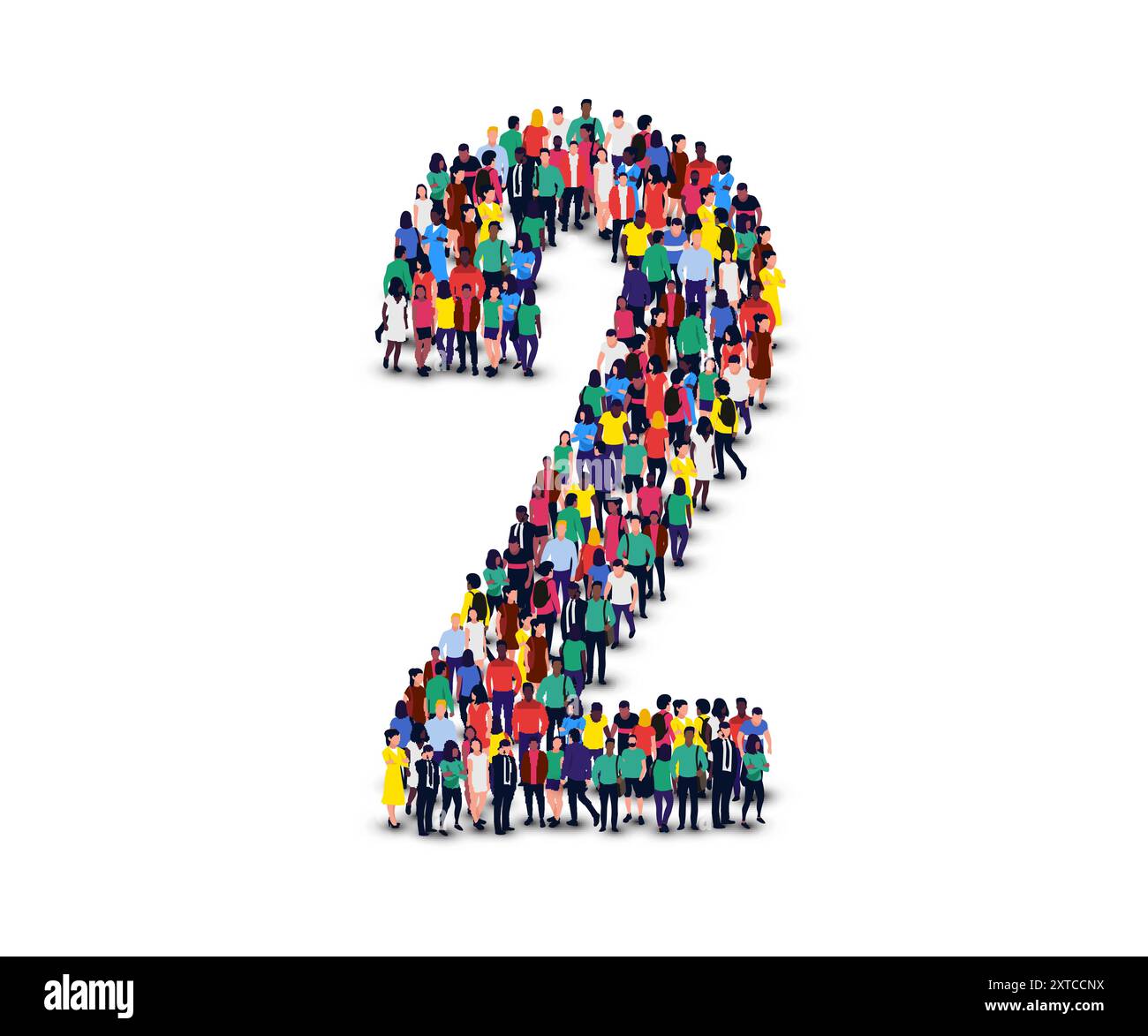 Large group of people in number 2 two form. Vector illustration Stock ...