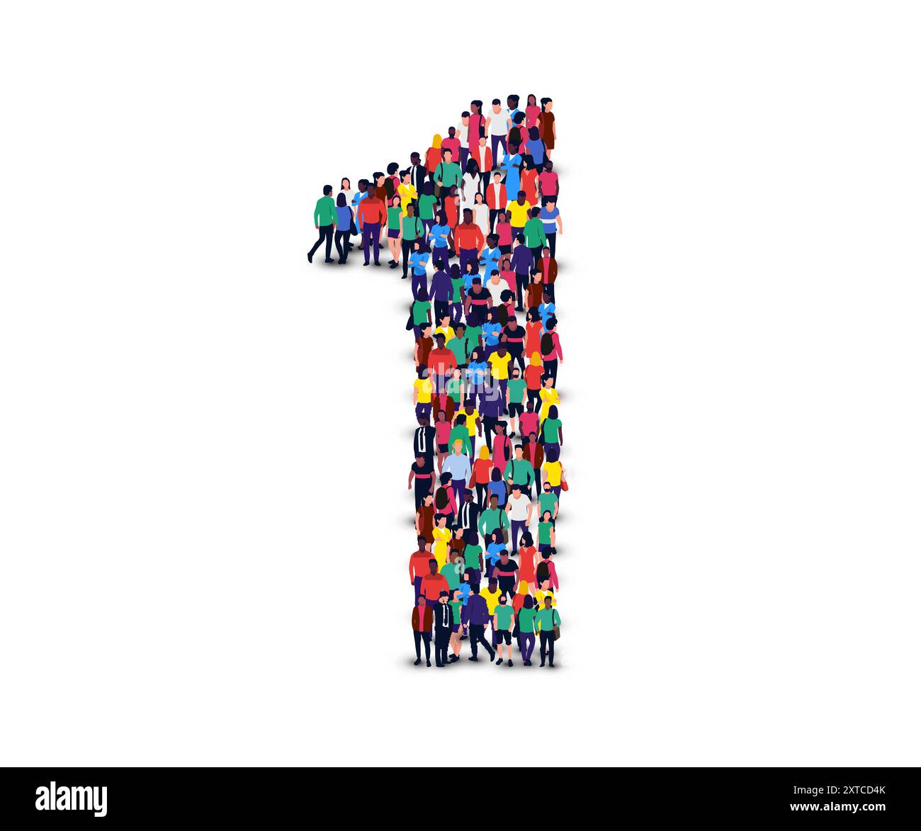 Large group of people in number 1 one form. Vector illustration Stock ...