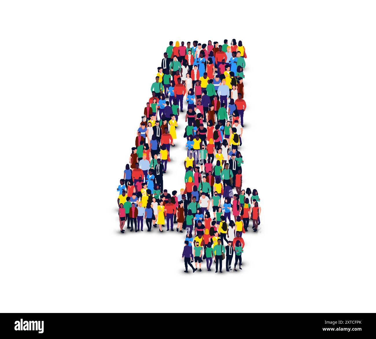 Large group of people in number 4 four form. Vector illustration Stock ...