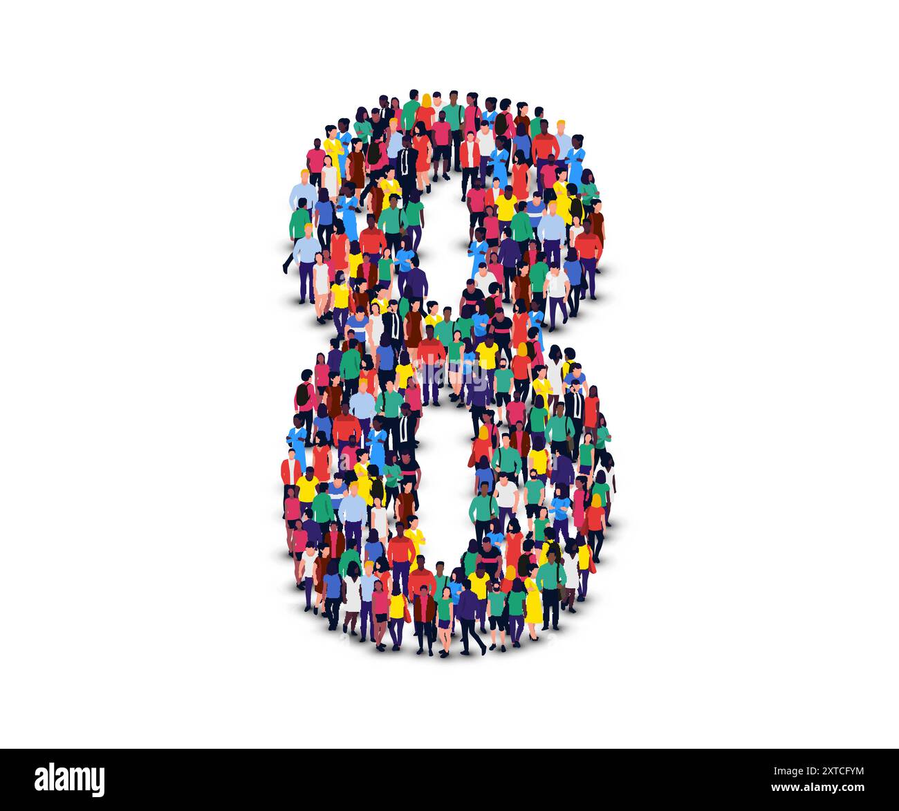 Large group of people in number 8 eight form. Vector illustration Stock ...
