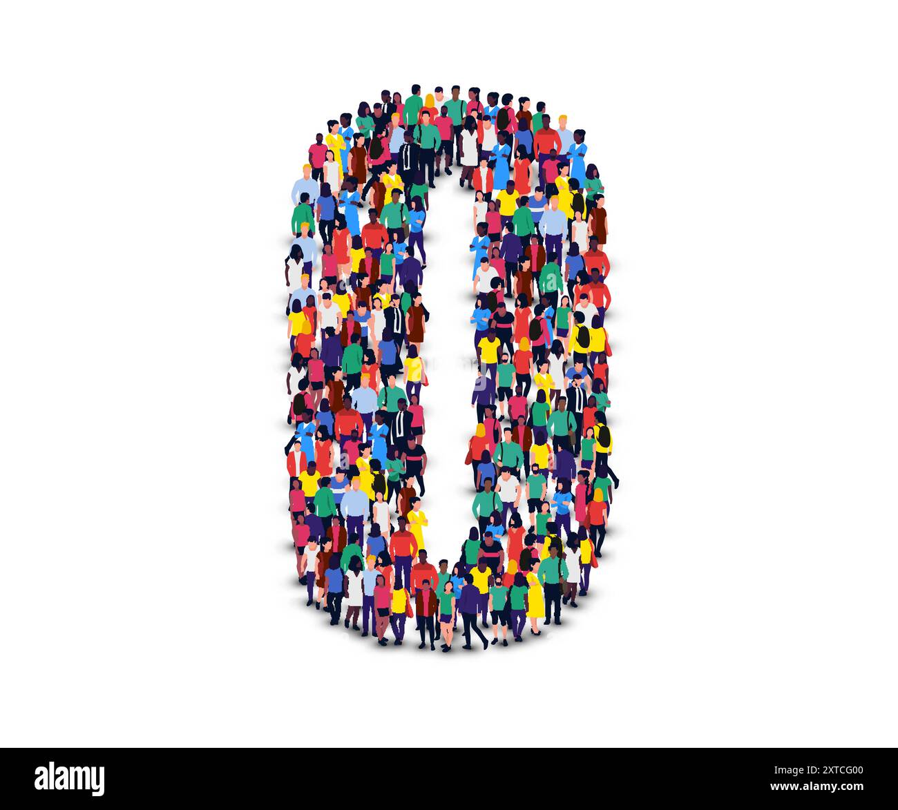 Large group of people in number 0 zero form. Vector illustration Stock ...