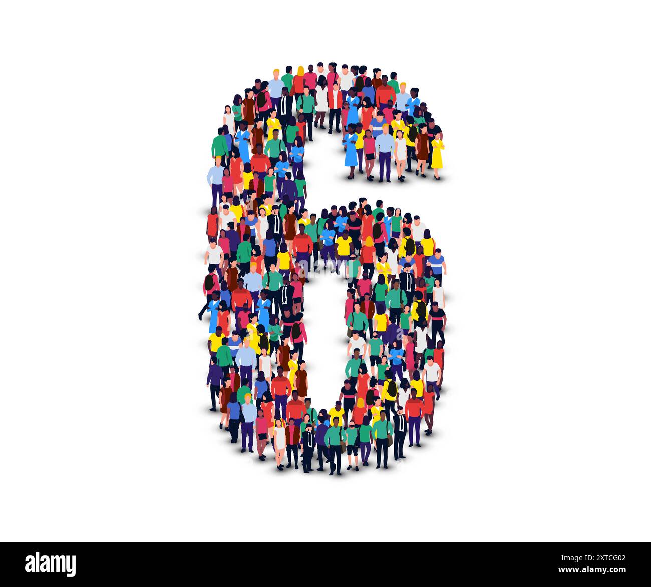 Large group of people in number 6 six form. Vector illustration Stock ...
