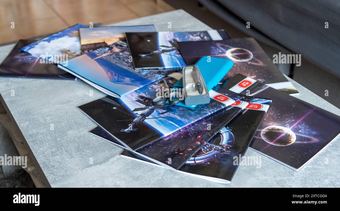 Stack paper school notebooks hi-res stock photography and images - Alamy