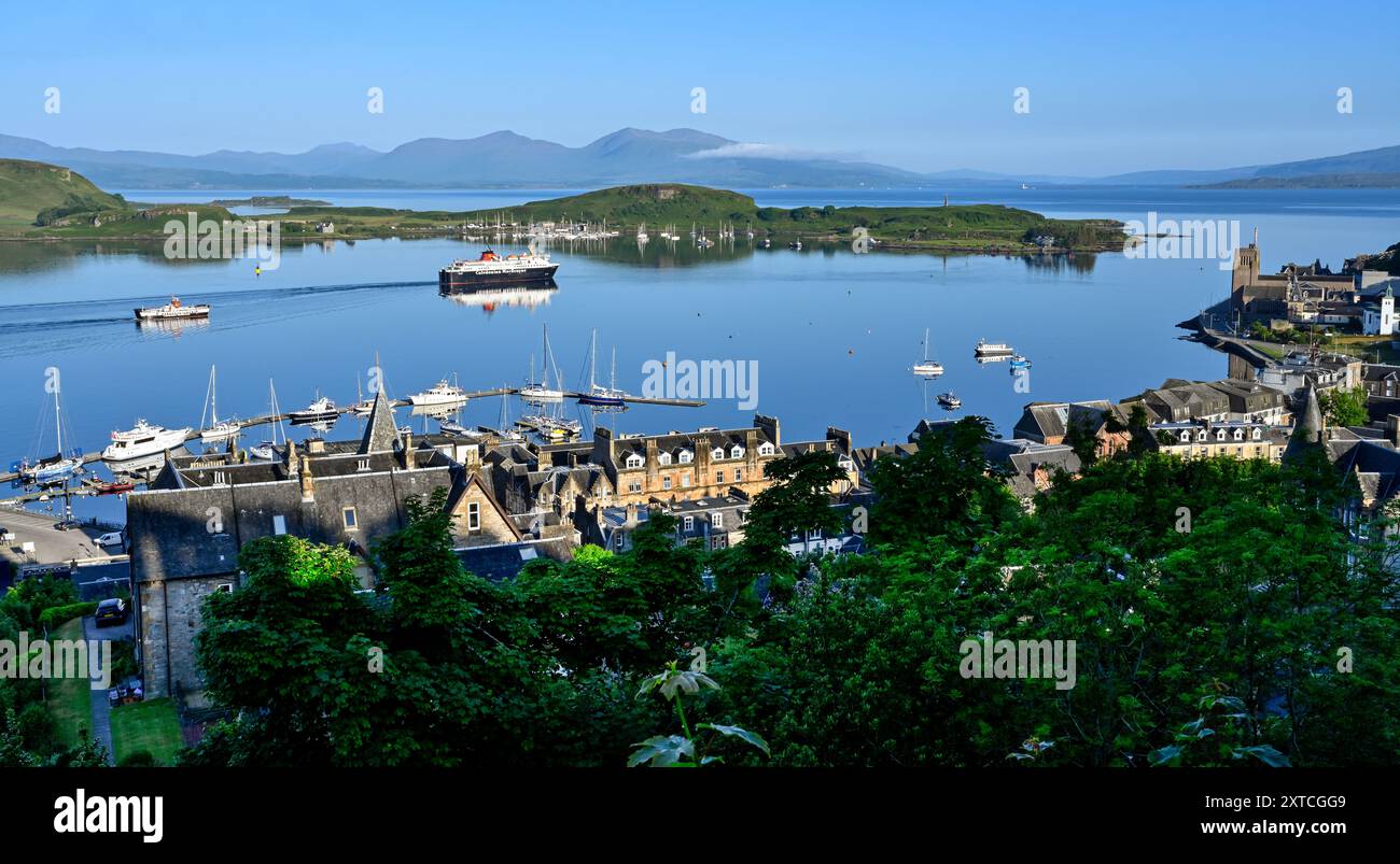 Oban Scotland Gateway to the isles showing the harbour and ferry port ...