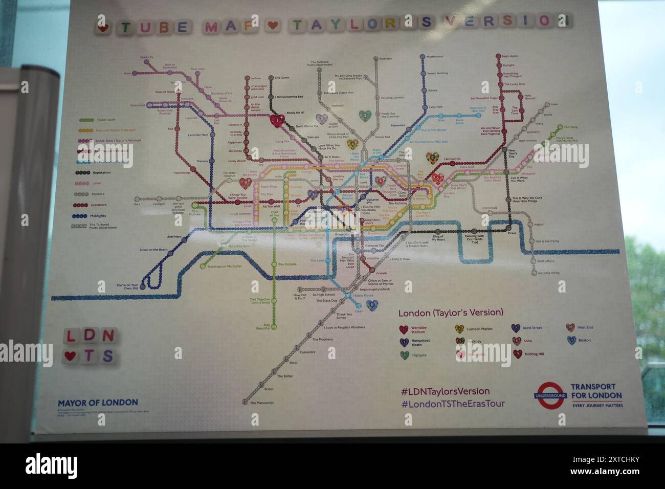 A Taylor Swift themed London tube map at Wembley Park station, north ...