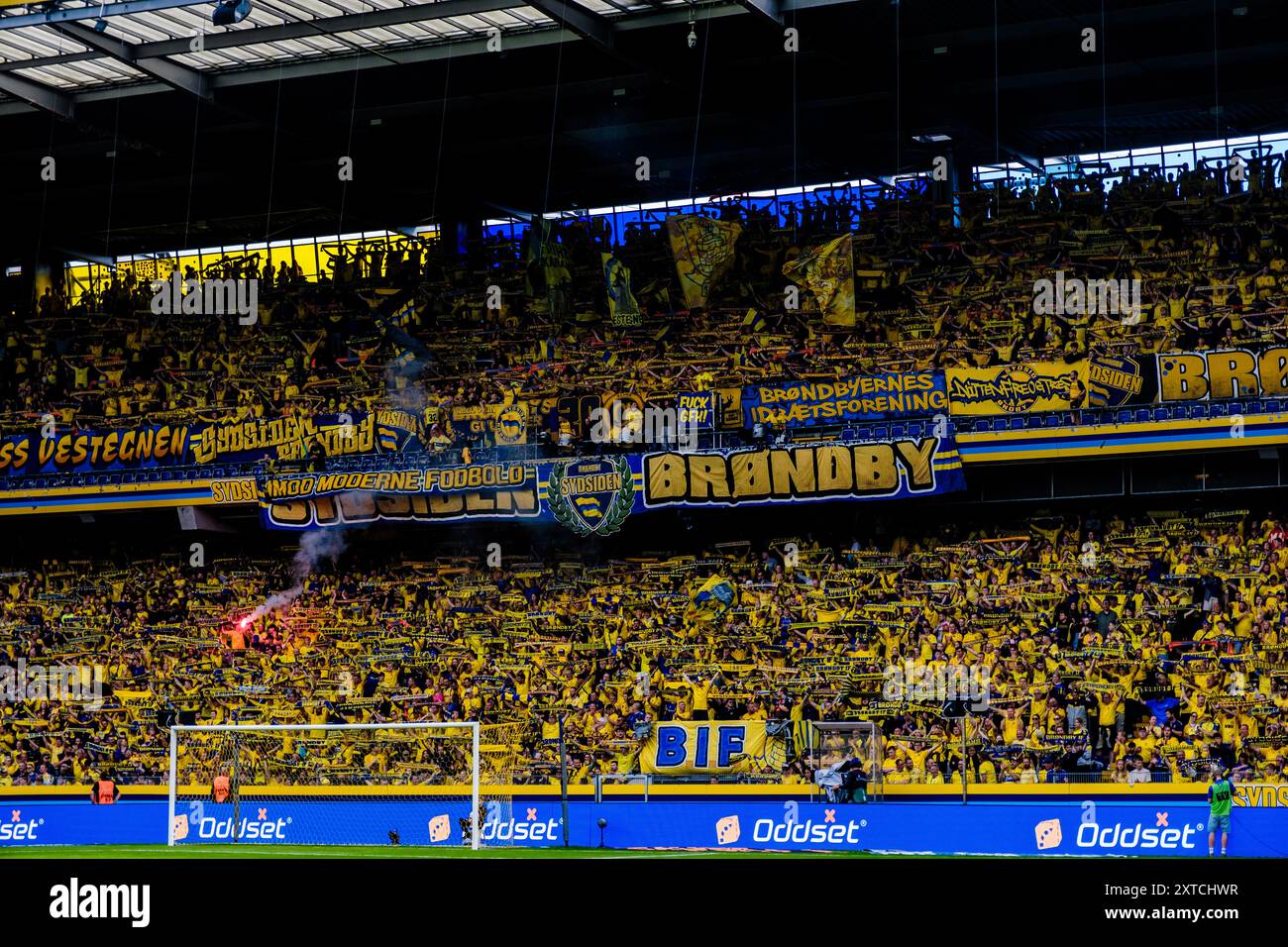 Brondby, Denmark. 11th, August 2024. Football fans of Broendby IF seen ...