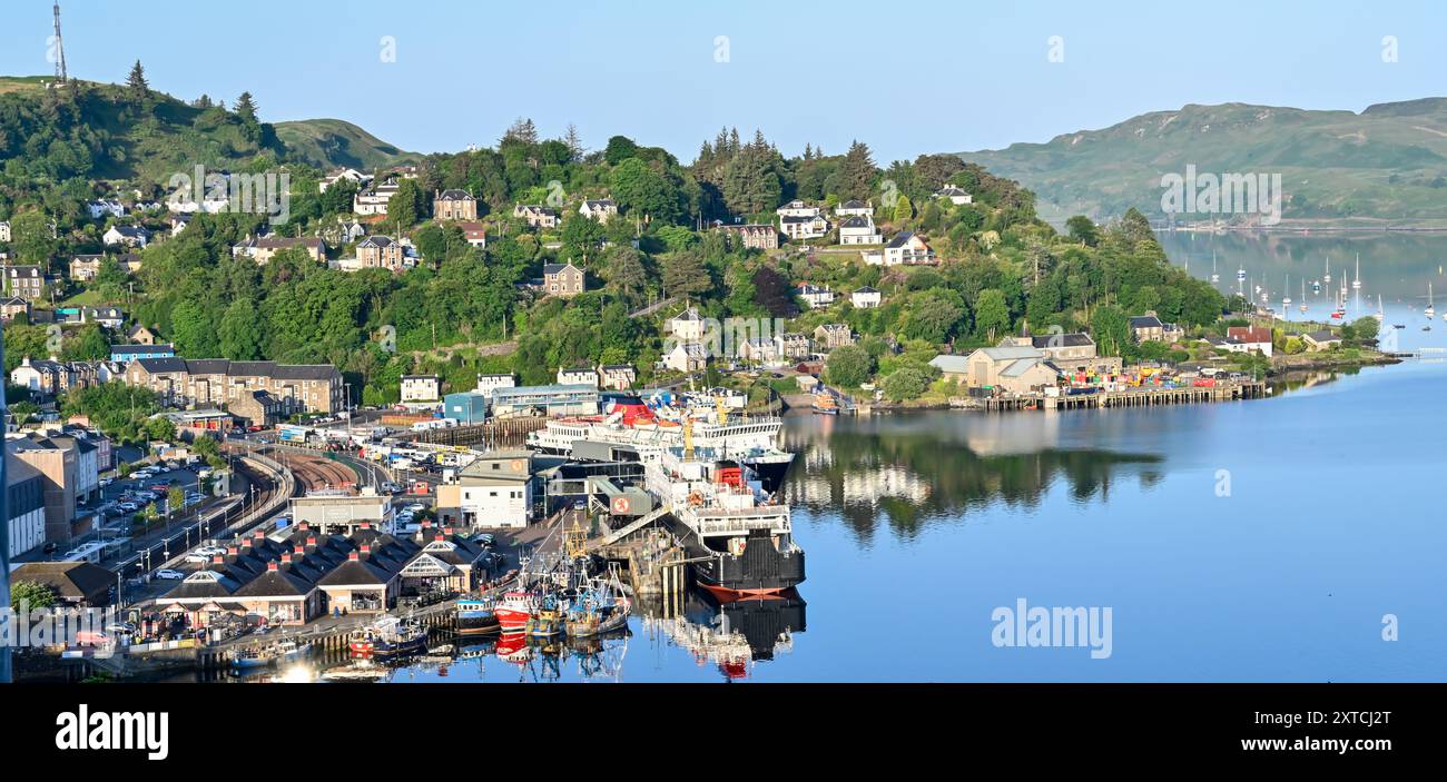 Oban Scotland Gateway to the isles showing the harbour and ferry port ...