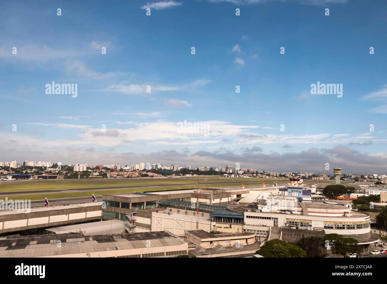 Congonhas Airport, São Paulo, Brazil. Aerial view of the runway ...