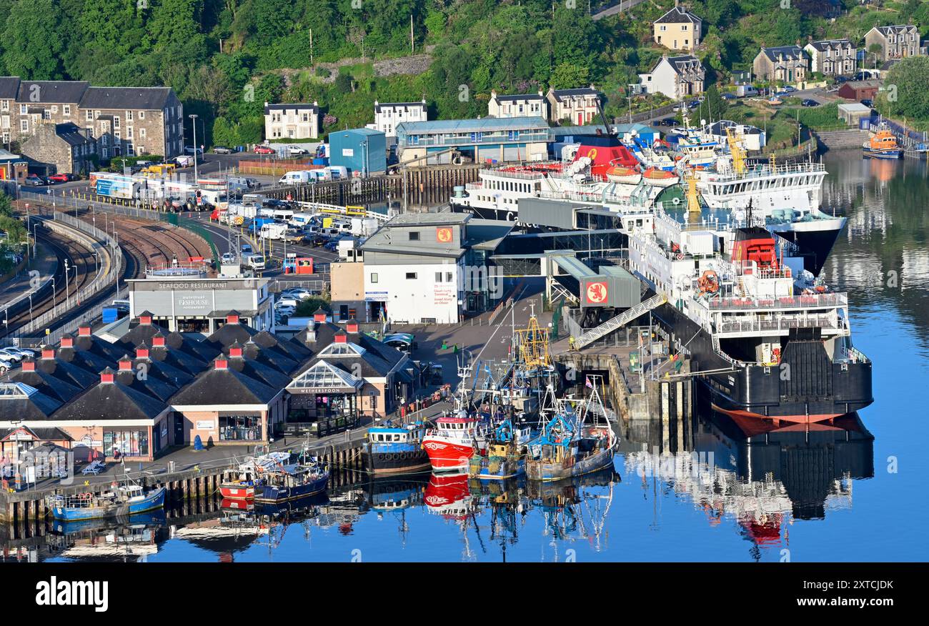 Oban Scotland Gateway to the isles showing the harbour and ferry port ...