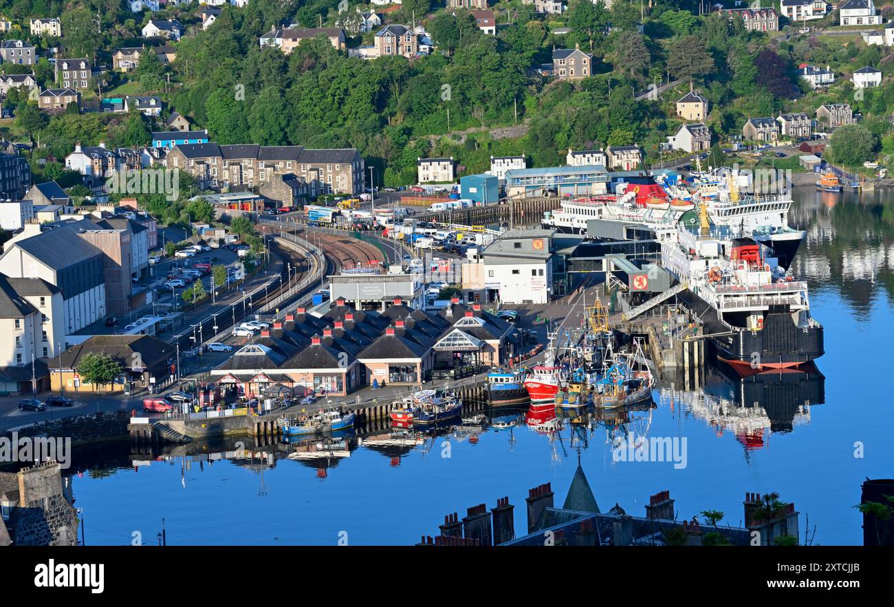 Oban Scotland Gateway to the isles showing the harbour and ferry port ...