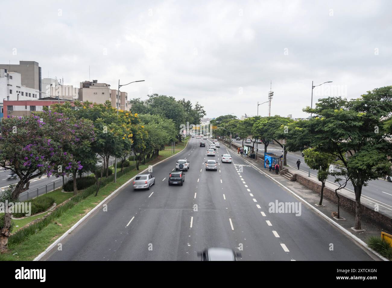Sao Paulo, Brazil. Car traffic moving on Whashington Luis Avenue during ...