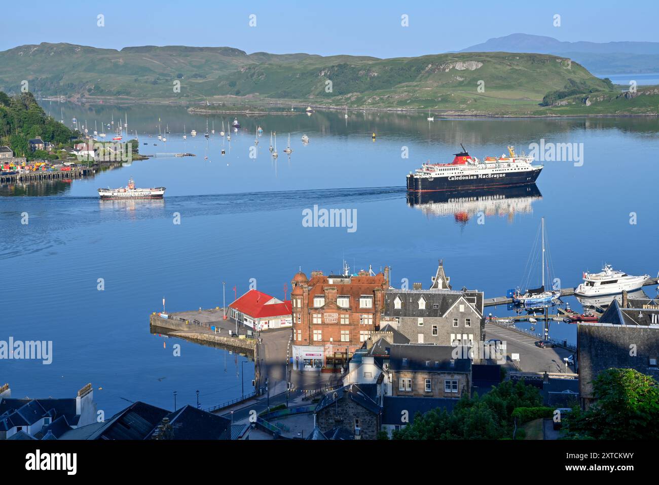 Oban Scotland Gateway to the isles showing the harbour and ferry port ...