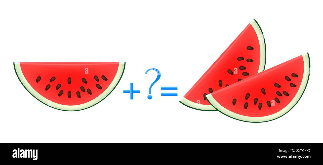 Action relationship of addition, examples with slices of watermelon ...