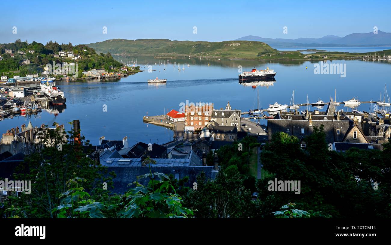 Oban Scotland Gateway to the isles showing the harbour and ferry port ...