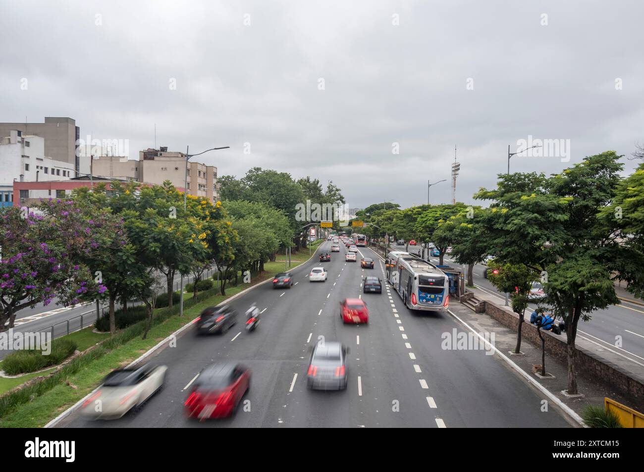 Sao Paulo, Brazil. Car traffic moving on Whashington Luis Avenue during ...