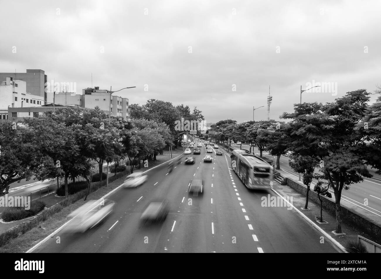 Sao Paulo, Brazil. Car traffic moving on Whashington Luis Avenue during ...