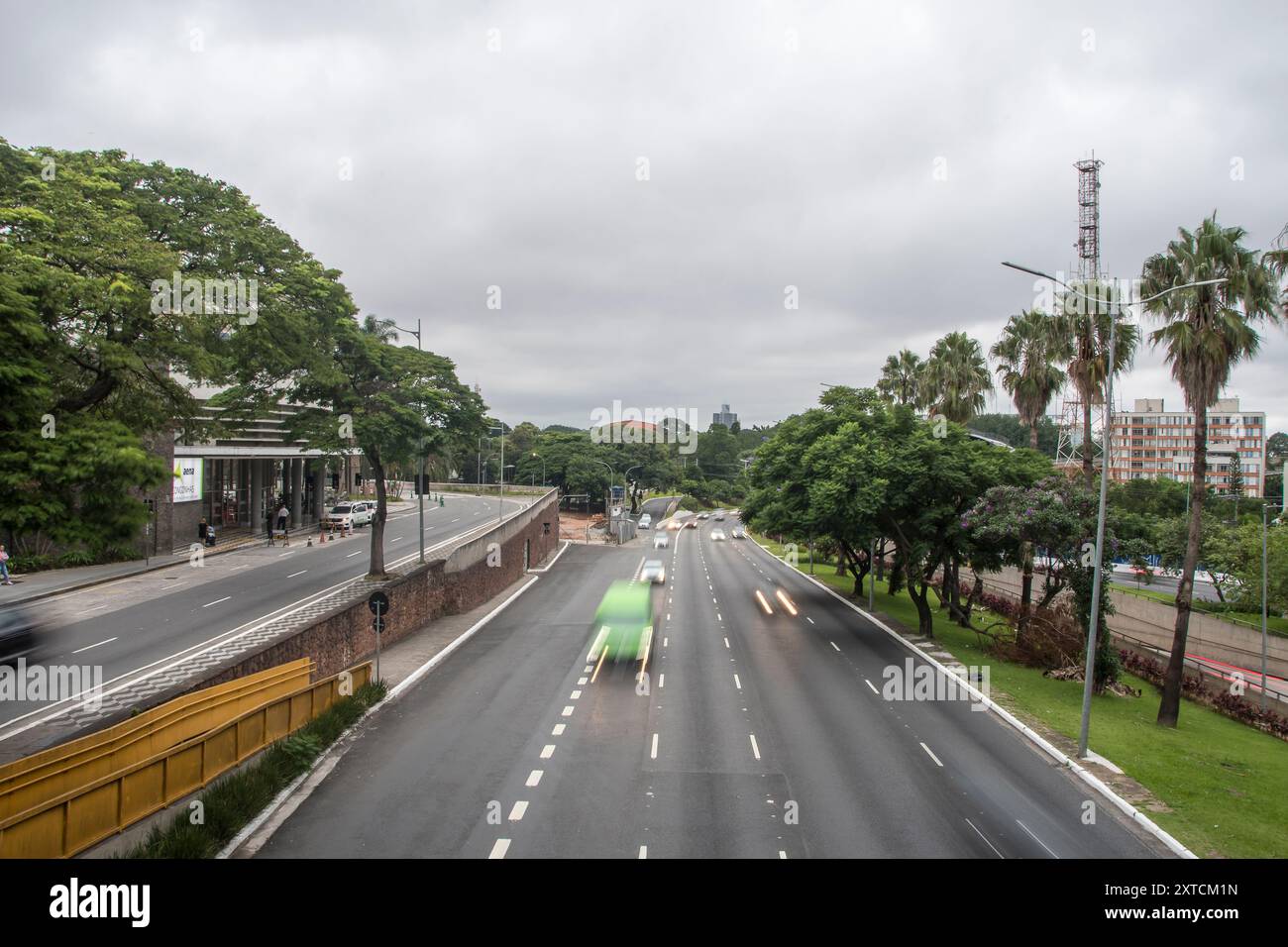 Sao Paulo, Brazil. Car traffic moving on Whashington Luis Avenue during ...