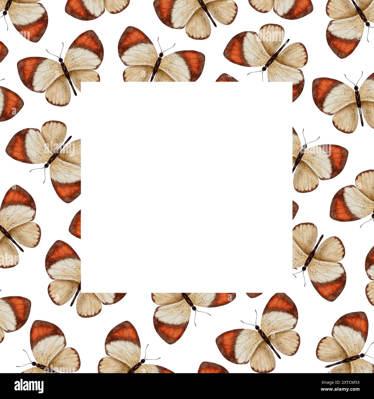 Butterfly frame border watercolor illustration Stock Photo - Alamy