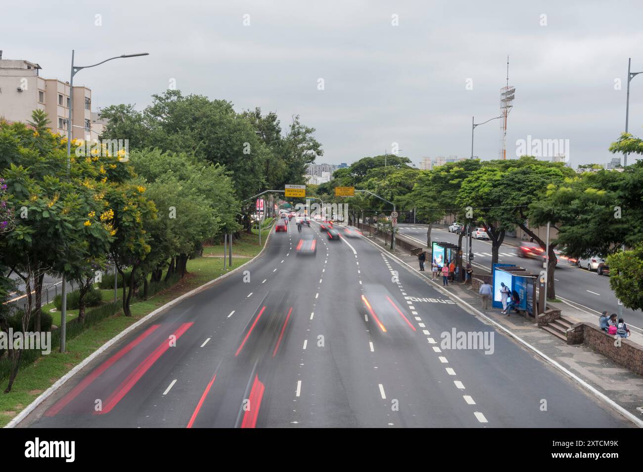 Sao Paulo, Brazil. Car traffic moving on Whashington Luis Avenue during ...